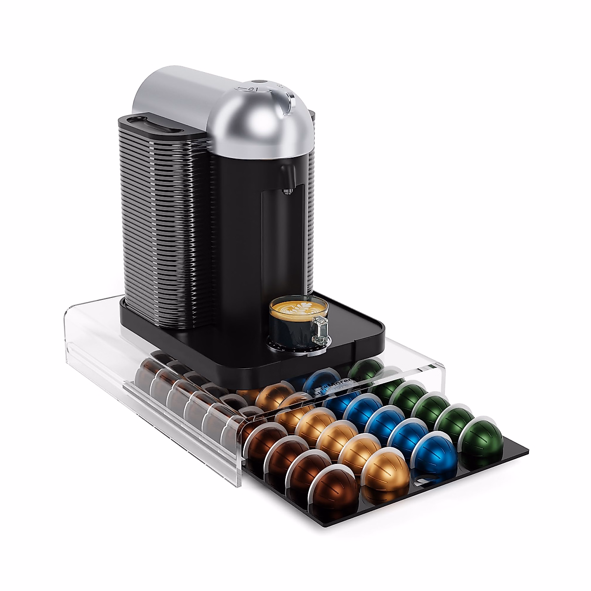 Storage Drawer for Nespresso Vertuo Coffee Pod Holder for Counter Acrylic Coffee Capsule Organizer - 40 Pods