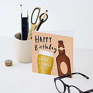 Old English Co. Cheers To You Birthday Card - Fun Beer Pint Birthday Card for Men | For brother, son, nephew | Blank Inside & Envelope Included