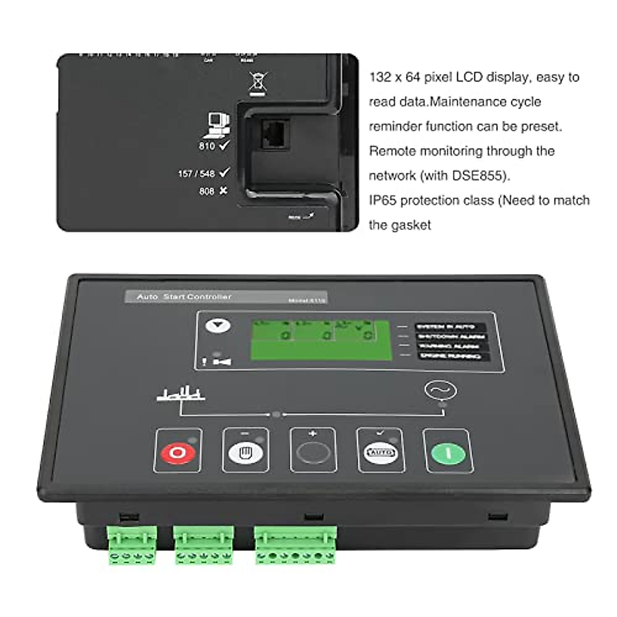 Generator Controller Module Panel, Separate Core DSE5110 Generator Electronic Controller Module Control Panel LCD Display