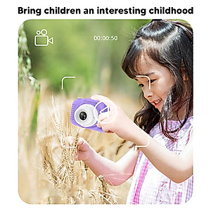Camera, Digital Camera with 32G Card High Definition Dual Lens 1080P 8X Zoom USB Rechargeable for Girls (Purple)