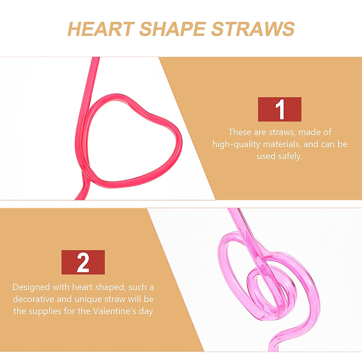 DOITOOL 40pcs Valentines Drink Straws Heart Shape Juice Coffee Straws Decorative Tea Water Straws Bendy Beverage Drinking Straws for Anniversary