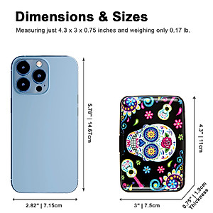 Kaabao Credit Card Holder Small RFID Blocking Wallet Business Metal Slim Mini Aluminum Hard Case for Women Men Gift (B Sugar Skull)
