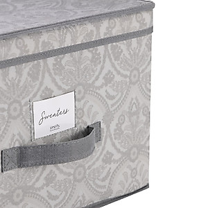 Laura Ashley Non-Woven Jumbo Storage Box, Dimensions: L16 x W16 x H10, Collapsible, Durable, Home Organization, Closet Storage, Grey