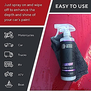 Nano Bond Ceramic Coating Spray Detailer, Spray Wax for Car, Quick Waterless Wash, Hydrophobic Top Coat, Professional Grade Sealant Polish for Cars, Rvs, Motorcycles, Boats, and Atvs, 16oz