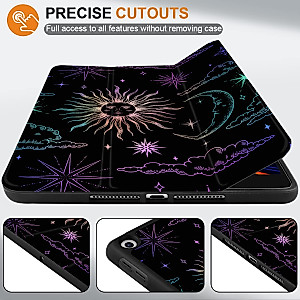 DONGKE Case Compatible with iPad 10.2 Inch 2021 2020 2019 iPad 9th/8th/7th Generation with Pencil Holder, Slim Stand Protective Case with Soft TPU Back, Auto Sleep/Wake Cover, Sun & Moon