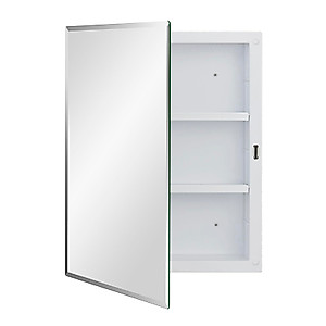 IDYLLOR Plastic Medicine Mirror Cabinet for Bathroom 16 x 20 inch, Surface and Recessed Mount