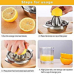 Vanleonet Stainless Steel Citrus Lemon Orange Juicer Manual Hand Squeezer, Juicer Hand Press Manual Juicer Fruit Lemon Lime Orange Squeezer with Bowl Juicer Strainer