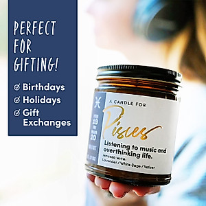 WAX & WIT Pisces Gifts for Women, Zodiac Gifts for Women, Astrology Gifts for Women, Zodiac Candles, Pisces Candle, March Birthday Gifts, February Birthday Gifts for Women, Astrology Candle - 9oz
