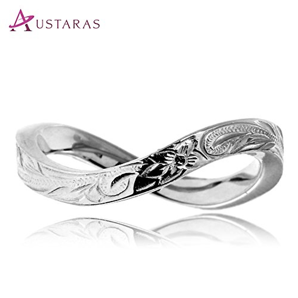 925 Sterling Silver Ring by Austaras - Light Ring for Women - Stainless Steel Finger Wedding Band Engagement or Wedding Hawaiian Rings Engraved with Hibiscus Flower Hypoallergenic Jewelry Size 6.5