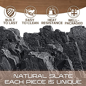 GOH DODD 12 x 12 Inch 3 Pieces Slate Cheese Boards, Square Black Stone Plates Placemats Gourmet Serving Tray Display Chalkboard for Charcuterie Meat Fruit Meat Appetizers Fruits Sussi Christmas