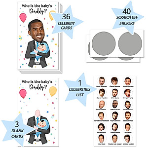 Funny Baby Shower Games Scratch Off Card, Guess Dad Scratch Off Lottery Ticket Raffle Cards Baby Shower Game, Baby Shower Party Icebreak Game Ideas for Boy and Girl, who is the Baby's Daddy-White