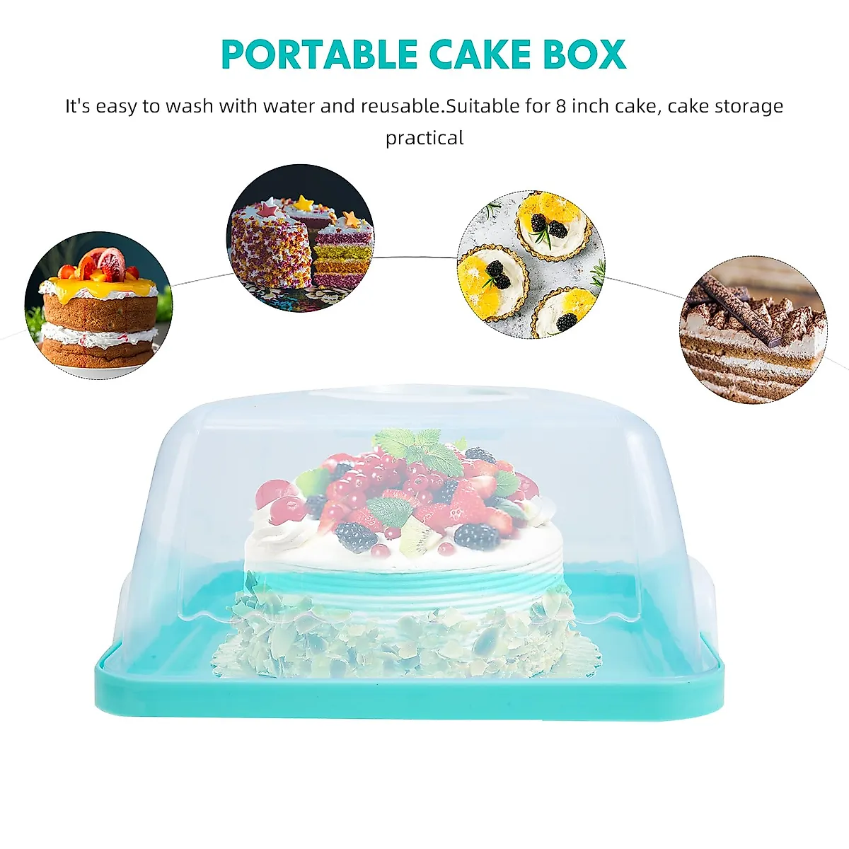 LIFKOME Cake Carrier with Lid and Handle, Clear Cake Container Locking Cake Come Box Pie Carrier Cake Serving Stand Holder Cake Keeper Platter Tray for Transport and Storage