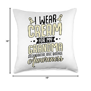 DDD Fighter Survivor Cream Ribbon Degenerative Disc Disease Ninja I Wear Cream for My Grandma Throw Pillow, 18x18, Multicolor