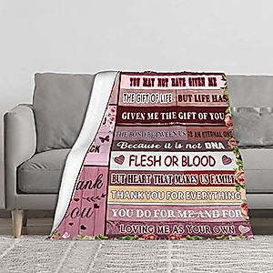 Bonus Mom Gift from Daughter, Bonus Mom Blanket from Bonus Daughter Son Stepdaughter Stepson, 50"x60" Mothers Day Blanket Gifts for Stepmom Birthday Gifts for Bonus Mom
