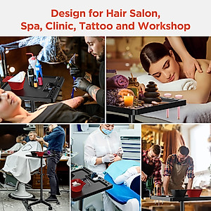 TASALON Ultimate Salon Tray on Wheels,Tray Cart with 2 Magnetic Bowls Irony Tattoo Table Station Rolling Tray with Hair Stickless Wheels,Chemical-Resistant Hair Stylist Instrument Tray,Tray for Dyson