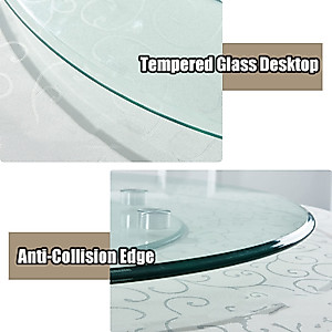 HYSOND Lazy Susan Turntable Large Glass Dining Table with Swivel Assist System Base Giratoria Turntable Organizer Round Tabletop Rotating Serving Tray, for Kitchen Dining/Parties/Wedding Φ120cm/47in