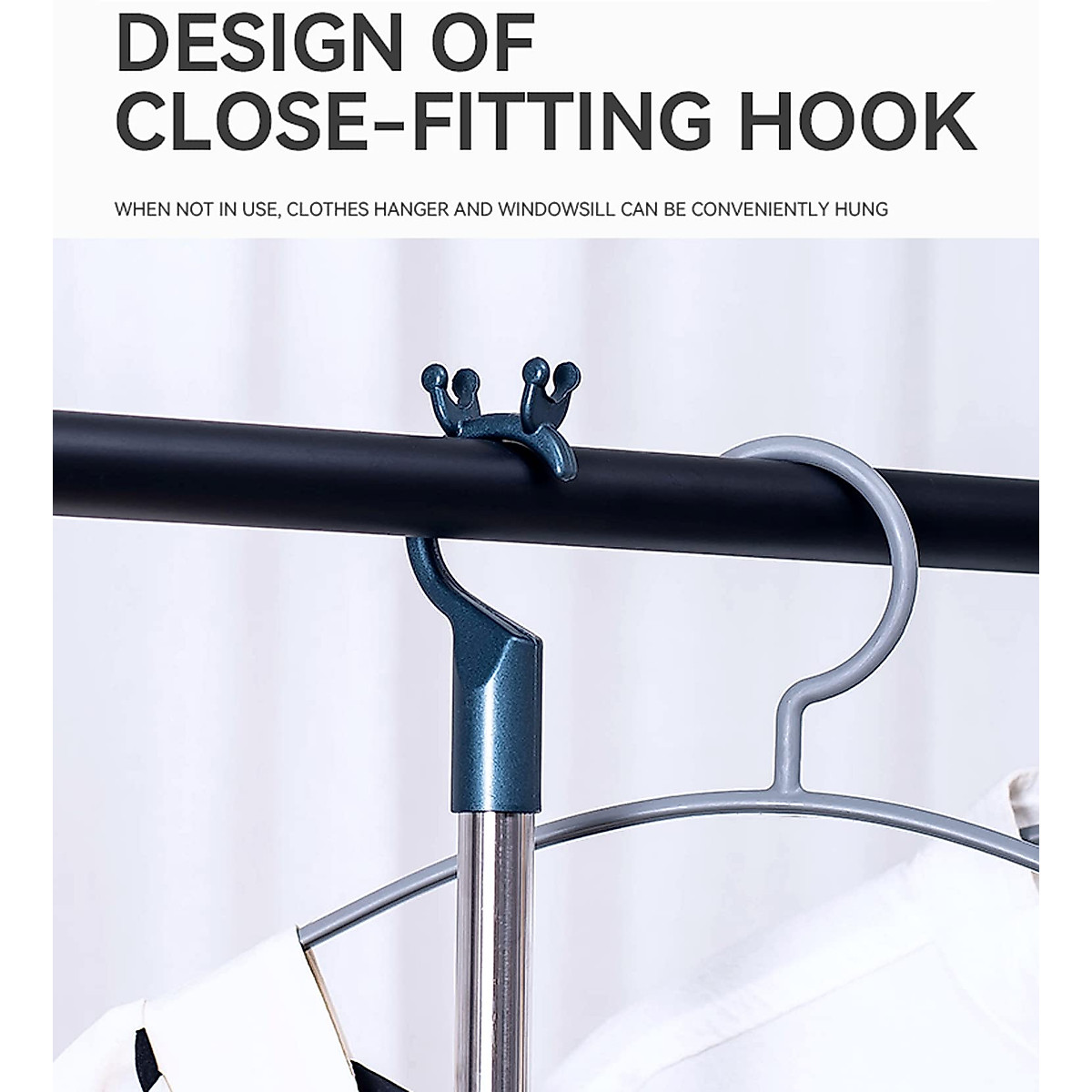 55'' Retractable Reach Sticks Extend Utility Pole Hook Adjustable Long Reach Stick for Closet/Ceiling/Shelf, Blue