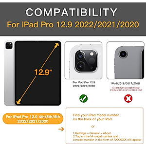 ZtotopCases for New iPad Pro 12.9 Inch 6th/5th/4th Generation 2022/2021/2020, [6 Magnetic Stand Angles] Protective Cover with Pencil Holder, Auto Wake/Sleep, Black