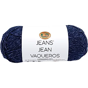 Lion Brand Yarn Jeans Yarn, Soft Yarn for Knitting and Crocheting, Yarn for Crafts, 1-Pack