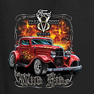 1932 Ford Deuce V8 75th Anniversary Wild Ride Cars and Trucks Men's Graphic T-Shirt, Black, X-Large