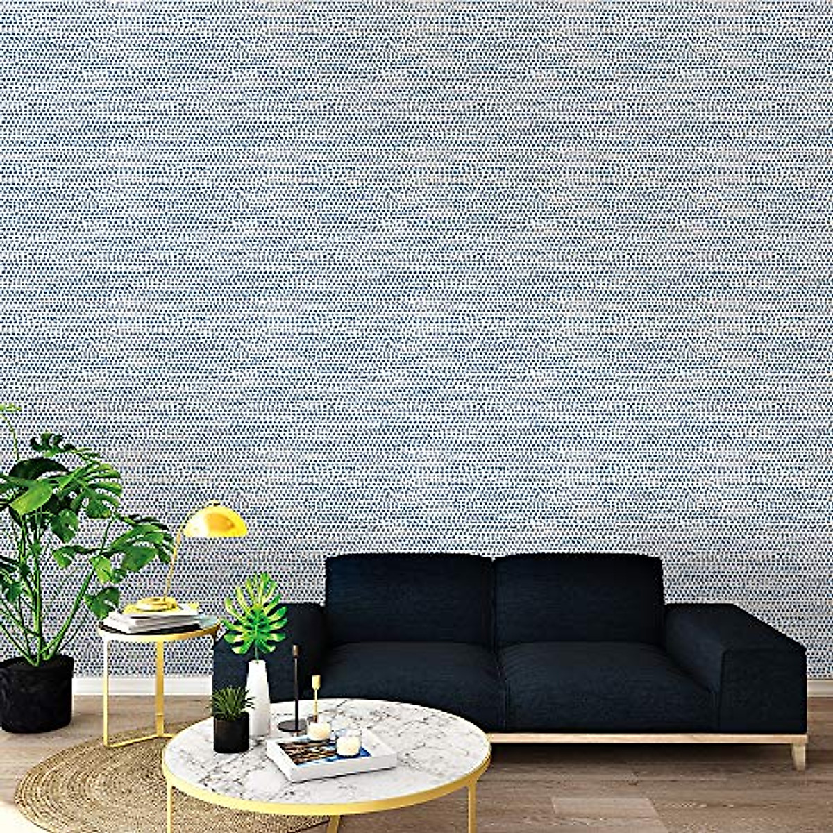 Tempaper Blue Moon Moire Dots Removable Peel and Stick Wallpaper, 20.5 in X 16.5 ft, Made in the USA