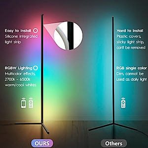 RGBWW Smart LED Floor Lamp for Living Room, Compatible with Alexa, Google Home, 69" Tall Modern Standing Lamp for Bedroom with Remote & WiFi APP Control, 2700k-6500k Corner Lamp with Linen Lampshade