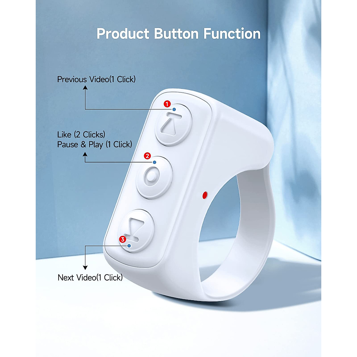 TIK Tok Bluetooth Remote Control, Tiktok Wireless Scrolling Control Page Turner Rechargeable with Ring Design and Charging Case Compatible with iOS/Android