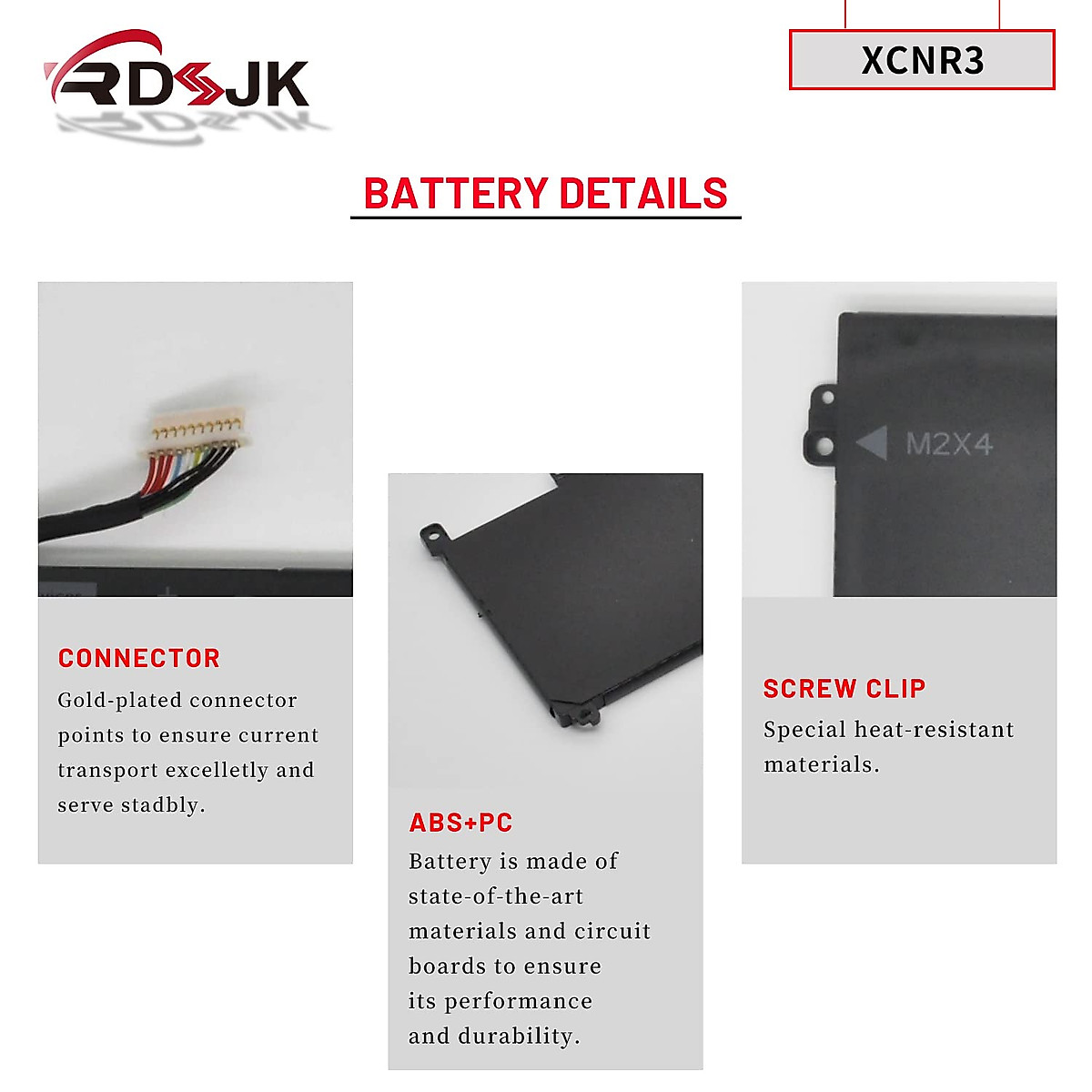 RDSJK XCNR3 Laptop Battery for Dell Latitude 13 7370 E7370 Ultrabook Series 0XCNR3 P63NY N3KPR G7X14 0G7X14 4H34M WV7CG 0WV7CG MH25J 0MH25J 7.6V 34Wh