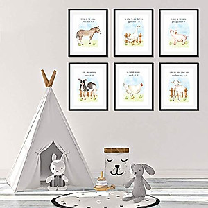 Andaz Press Farm Animals Theme Nursery Kids Bedroom Hanging Wall Art Decor, 8.5x11-inch, Watercolor Sky, Bible Christian Verses, Cow Duck Chicken Pig Lamb Sheep, 6-Pack, Unframed Room Poster