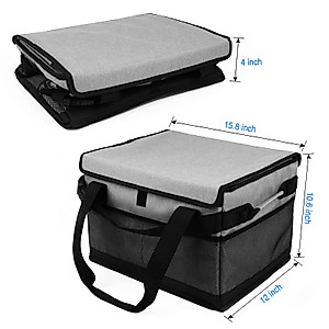 Feestars Large Grill Caddy with Lid and Paper Towel Holder for Picnic, Collapsible& Insulated BBQ Accessory Organizer, Easy Carry Griddle Caddy for Picnic/Barbecue Utensil/Camping/Tailgating