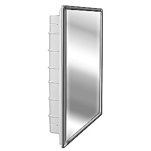 Zaca 11-1-26-32 Regulus Frame Recessed Mount Medicine Cabinet-Reversible for Left/Right Swing, 26"L x 16"W, 6 Shelf, Chrome