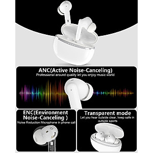 IPXOZO Wireless Earbuds, Bluetooth 5.3 Headphones in-Ear, ENC and ANC Modec, True Wireless Earphones with ENC Noise Cancelling Mic, IP7 Waterproof Sport Ear Buds, 30H Deep Bass