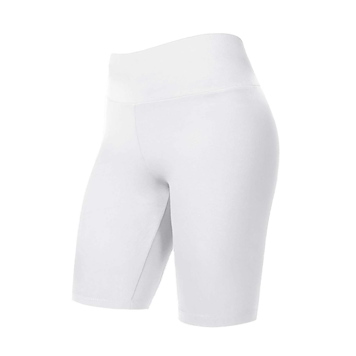 HATOPANTS Women Biker Shorts Buttery Soft High Waist Mid Thigh Short Pants White 1XL