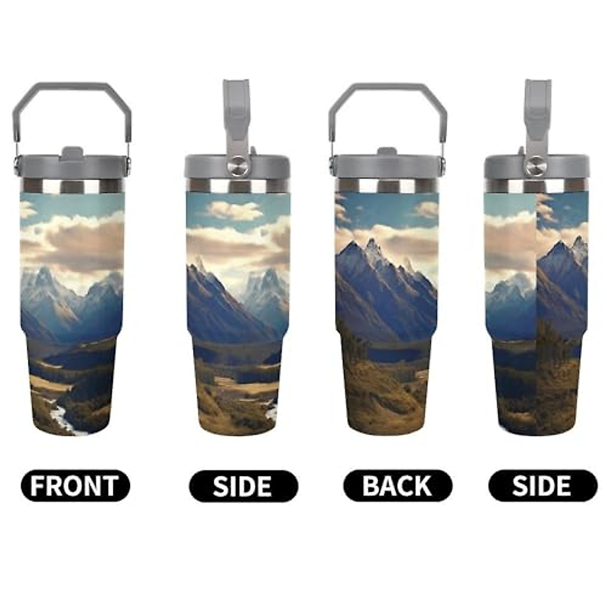 WITHSBKK 30oz Car Cup Cook National Park Landscape Printed with Portable, Stainless Steel Travel Mug, Vacuum Insulated Tumbler And Straw, Leakproof for Car & Outdoor, UV Printed Design