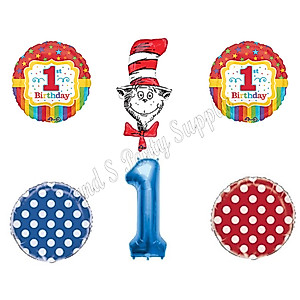 1st DR. SEUSS Cat In The Hat Birthday Party Balloons Decoration Supplies First