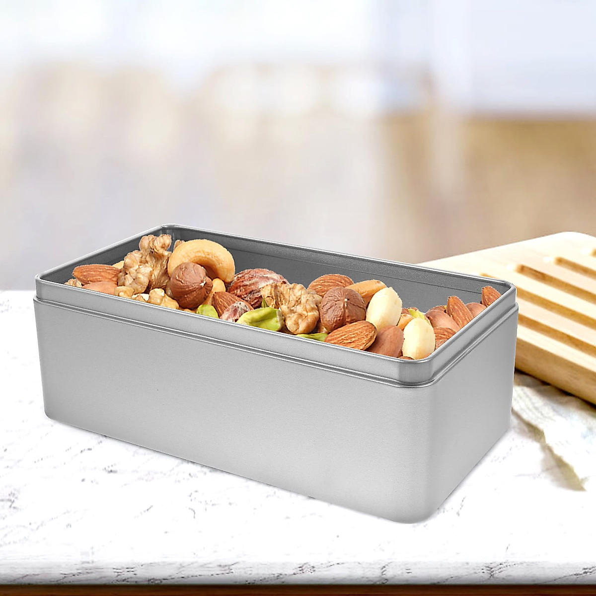 Luxshiny 2Pcs Tin Storage Boxes Lids Tea Leaf Candy Crafts Portable Tinplate Containers Home Organizer Decorative Storage Boxes with Lids