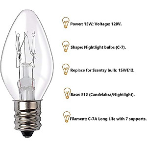 Scentsy Bulb,10 Pack Wax Warmer Light Bulbs 15W,Replacement Bulbs for Himalayan Salt Lamps & Baskets, Chandeliers, Scentsy & Wax Warmers, Night Lights -15W,E12 Bulbs