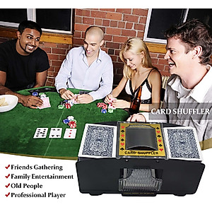 TAAVOP Automatic Card Shuffler, 1-2 Deck Battery-Operated Electric Poker Card Shuffler Machine, for Playing CardsUNO (Black), 8 x 4 x 4 inches；15.11 Ounces