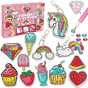 TOY Life Diamond Painting Kit For Kids with Keychains, Crafts for Girls Ages 8-12, Diamond Art for Kids, Diamond Dot Gem Art Kits for Kids, Kids Arts and Crafts for Kid Ages 8-12, Unicorn Painting Kit