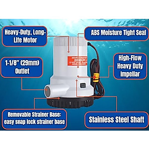 SEAFLO 01-Series 12v 2000 GPH Bilge Pump- 4 Year Warranty!