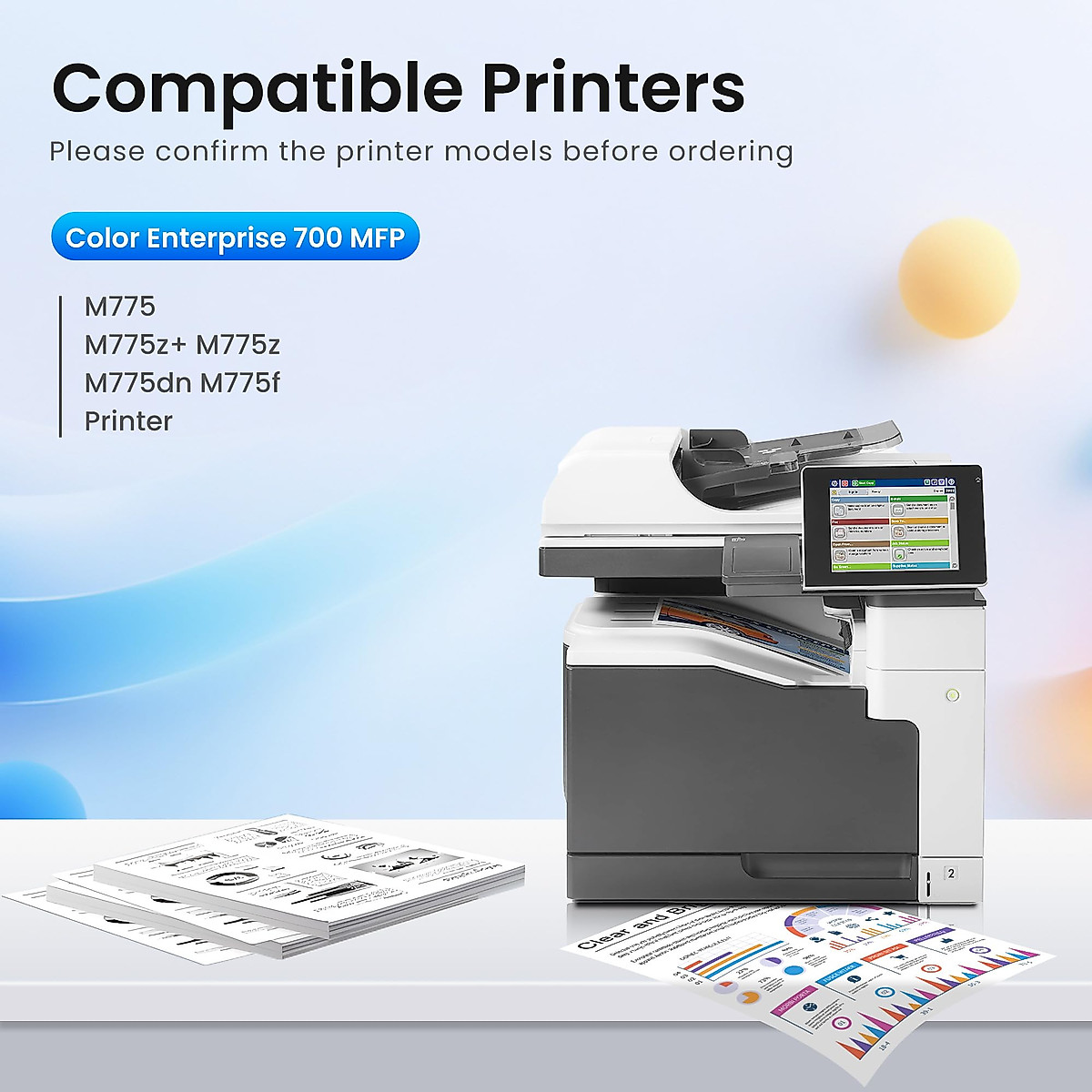 651A Black Cyan Magenta Yellow Toner Cartridges Replacement for HP 651A CE341A CE342A CE343A CE340A for Color Enterprise 700 MFP M775 M775z+ M775z M775dn M775f Printer (4-Pack)