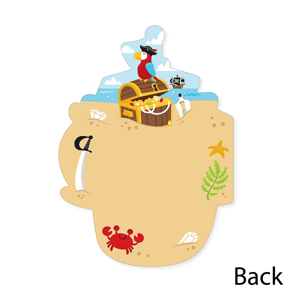 Big Dot of Happiness Pirate Ship Adventures - Shaped Thank You Cards - Skull Birthday Party Thank You Note Cards with Envelopes - Set of 12