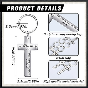 Equsion 20 Pcs Christian Bible Verse Keychain Bulk Religious Cross Keychains Keyring Jesus Keychain Jewelry for Inspirational Gift Catholic Birthday Christmas Easter Baptism Women Men Kid