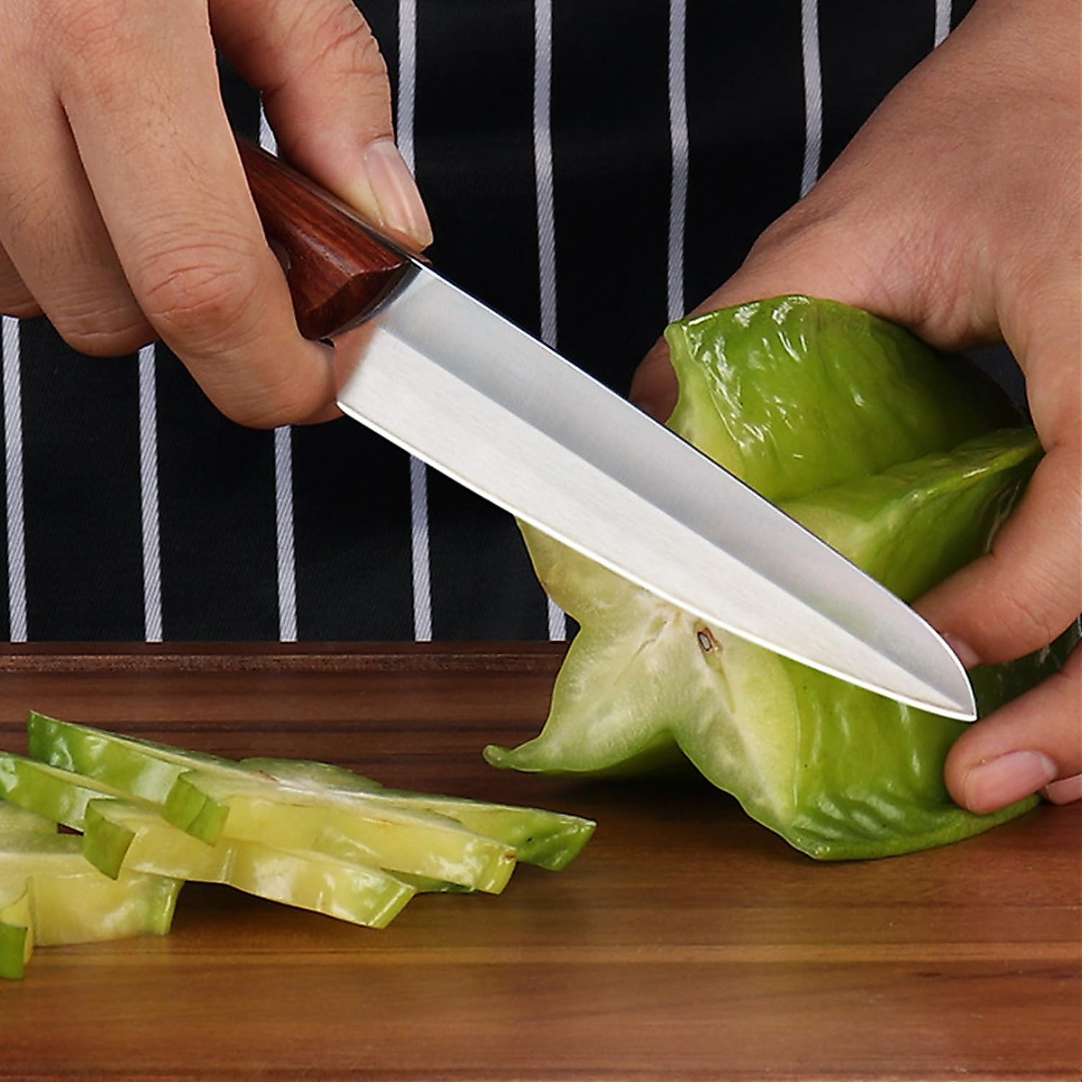 AYANICA Kitchen Knife 4.5 inch Lightweight High Carbon Stainless Steel Sharp Blade Wooden Ergonomic Handle Paring Peeling Fruit Slicing