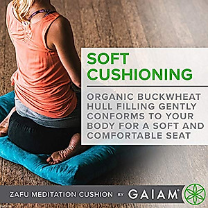 Gaiam Zafu Meditation Cushion - Round Yoga Pillow with Easy-to-Carry Handle - Floor Pillow for Pressure Relief - Machine Washable Cover (Sold Individually or with Zabuton Bundle), Purple
