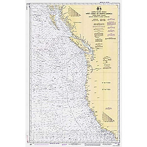 Historic Pictoric Vintage Map - West Coast of North America Mexican Border to Dixon Entrance, 1982 Nautical NOAA Chart - California, Washington, Oregon (CA, WA, OR) - - 44in x 66in