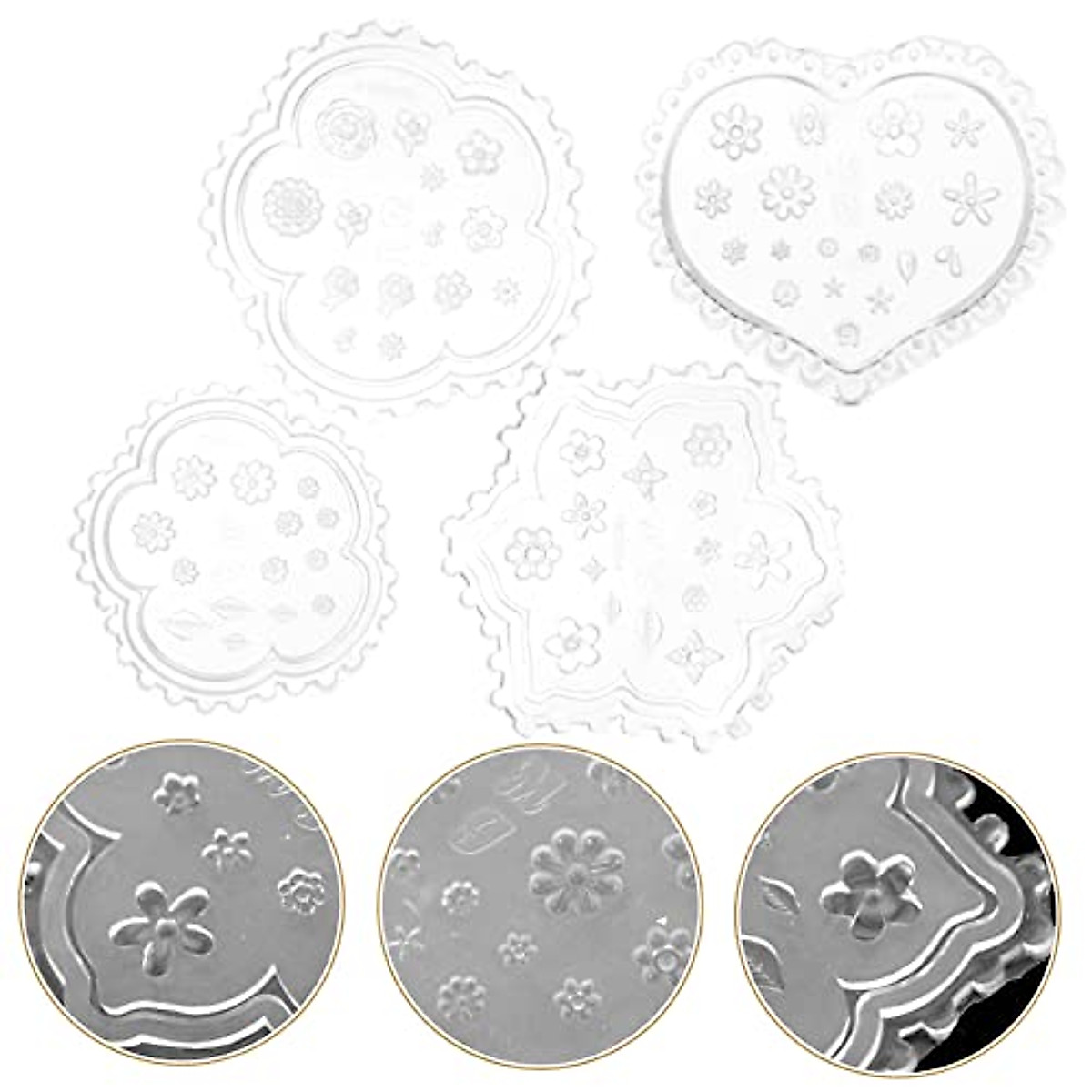 BETOOKY 4pcs 3D Carved Mold Chocolate Silicone Molds Trays Decorative Rose Stencil Mini Flowers Molds Flower Resin Molds Mini Flower Resin Mold DIY Nail Tools Decorative Molds Clay Molds