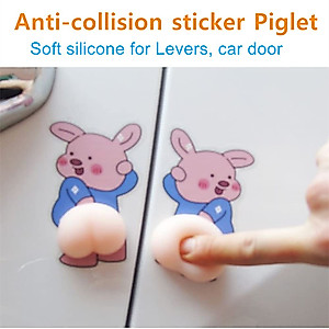 GOYUWEN Keyed Exterior Door Lever Lockset and Piglet Handle Anti-Collision, Door Knob with Lock, 6 Keys Satin Nickel(1 Pack Keyed Lever)