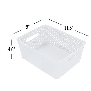 Yesdate Pack of 4 Storage Baskets, Plastic Weave Basket Bin, Clear, T