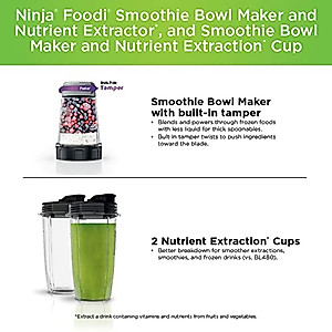 Ninja SS101 Foodi Smoothie Maker & Nutrient Extractor* 1200 WP, 6 Functions Smoothies, Extractions*, Spreads, smartTORQUE, 14-oz. Smoothie Maker, (2) To-Go Cups & Lids, Silver